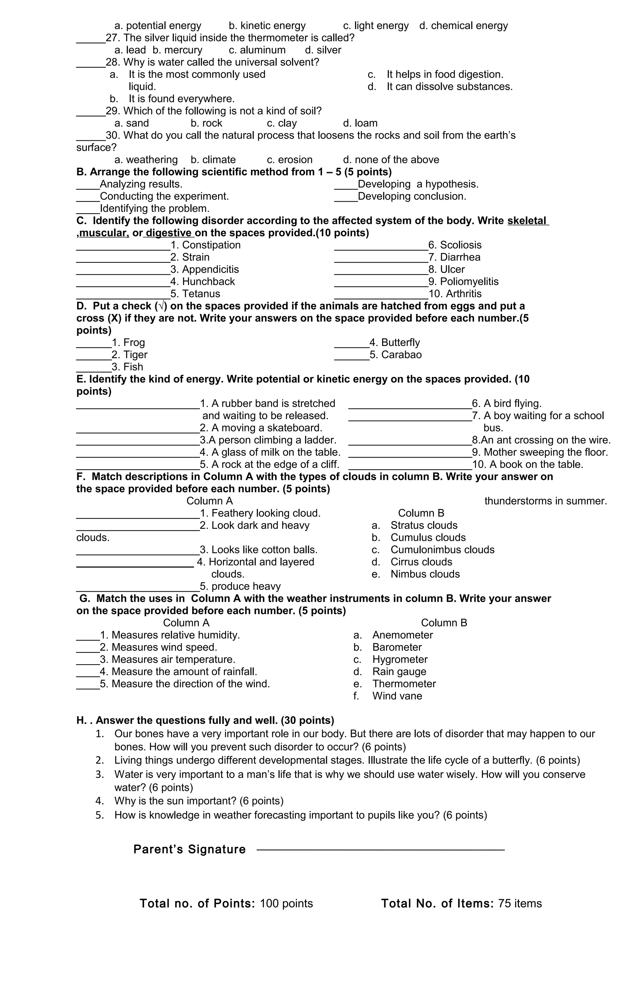 Grade 5 1st assessment | DOC