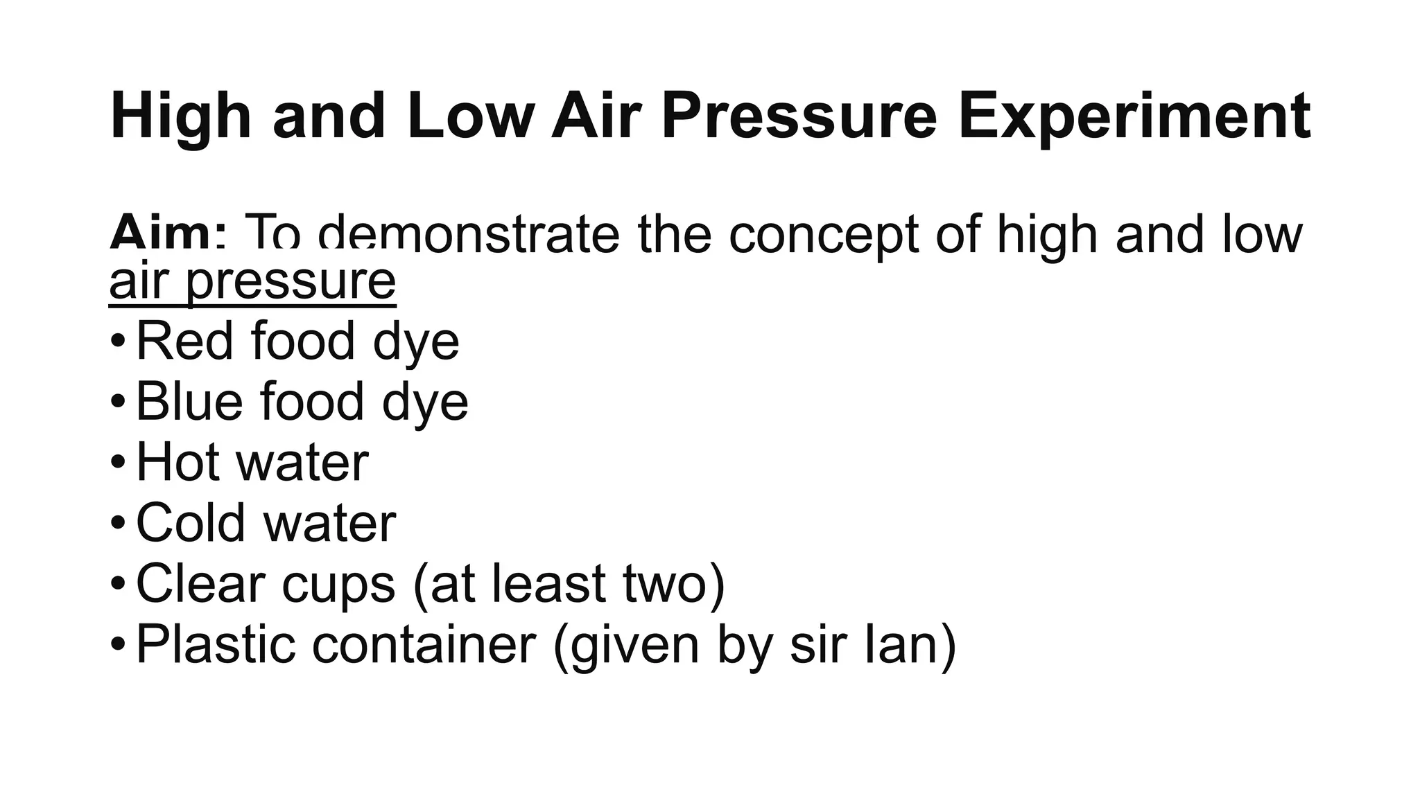 Grade 5 science about high pressure and low pressure experiment | PPT