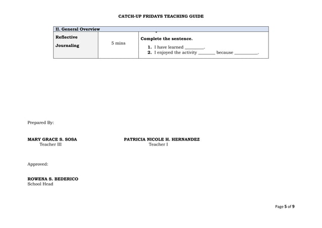 catch up Friday lesson plan............. | DOCX | Education