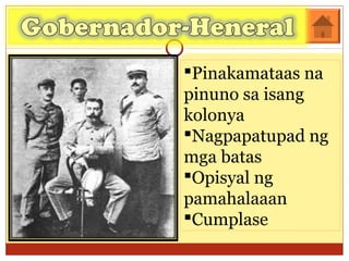 Grade 5 pamahalaan kolonyal ng mga espanyol sa pilipinas | PPT