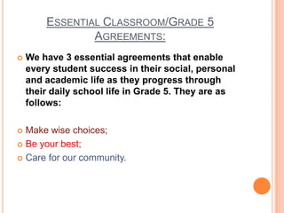Grade 5 classroom and hallway essential agreements q1 w2 | PPTX