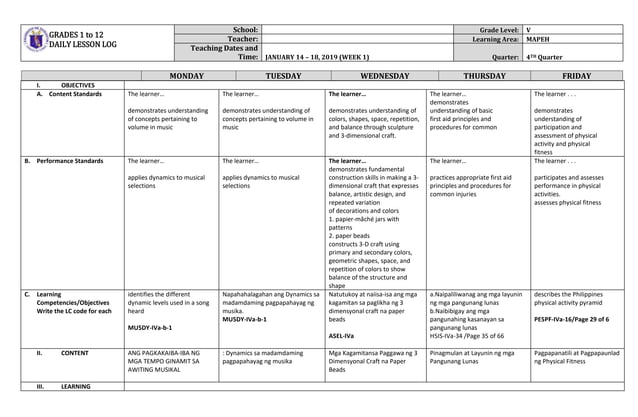 Grade 5 DLL MAPEH 5 Q4 Week 1.docx