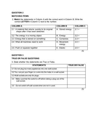 Grade 5 exam | DOCX