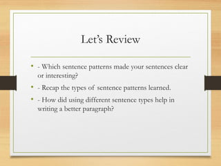 Mastering Sentence Types and Patterns for Effective Writing | PPTX