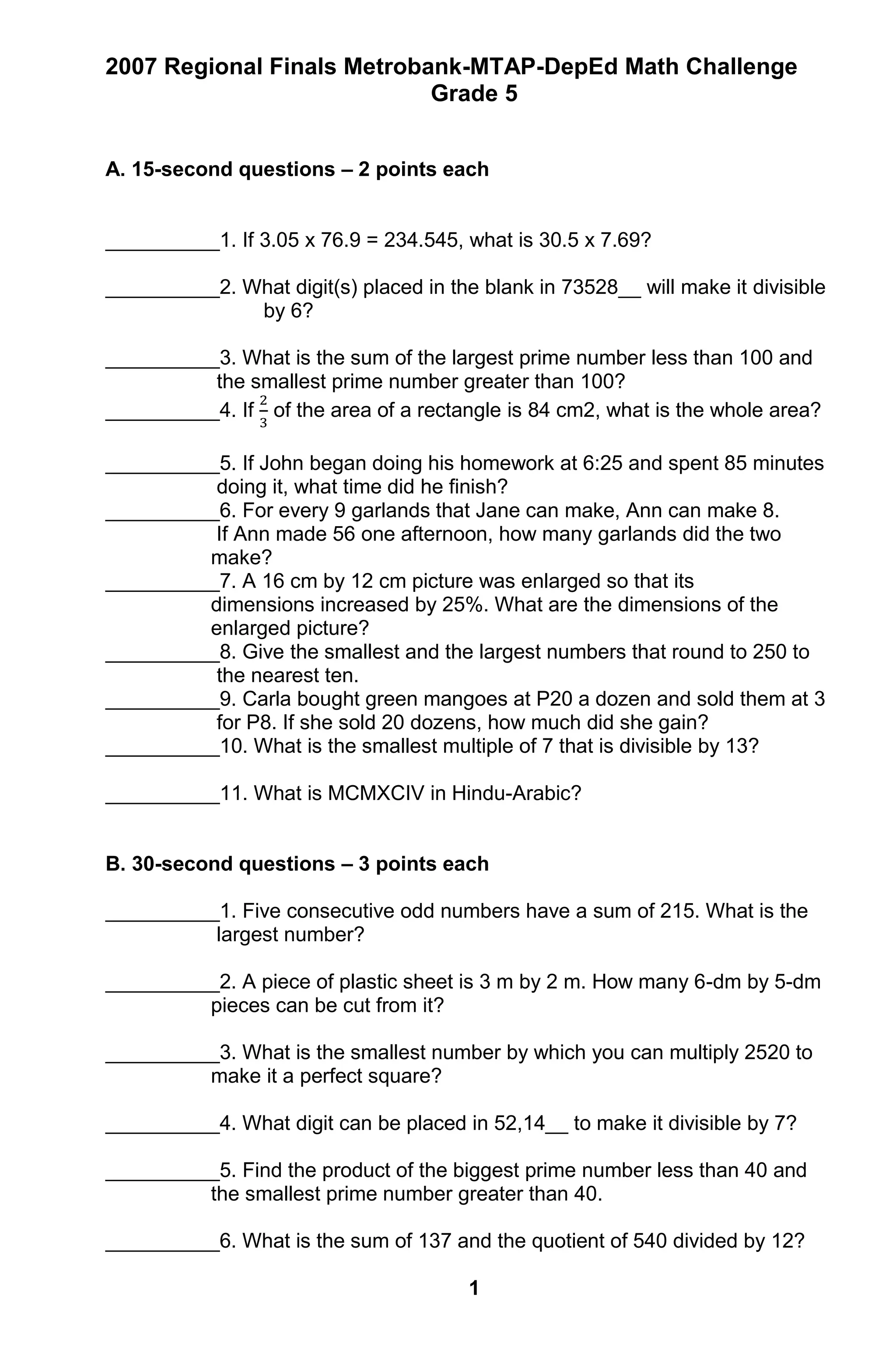 Grade 5 mtap reviewer | DOCX
