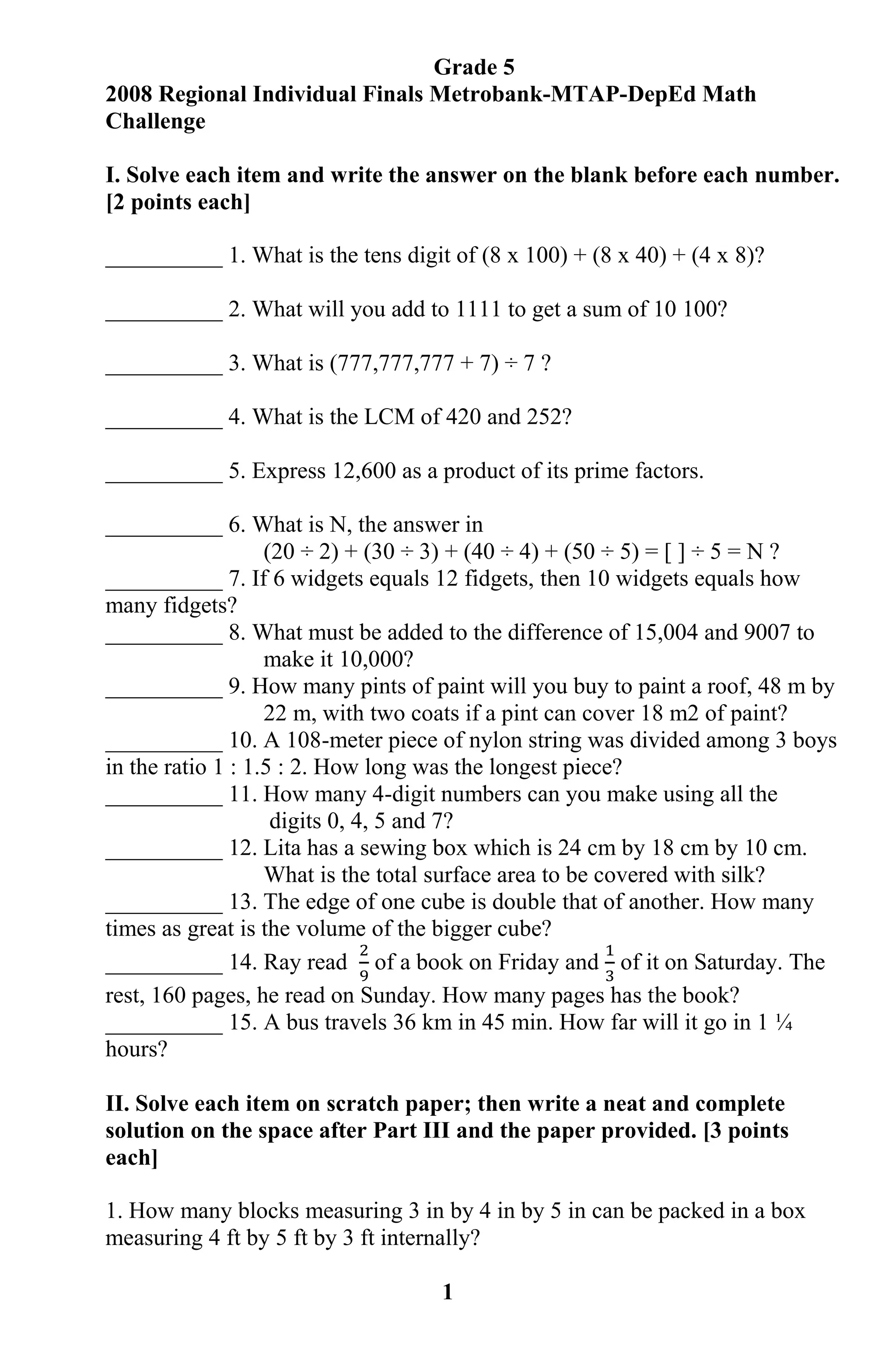 Grade 5 mtap reviewer | DOCX