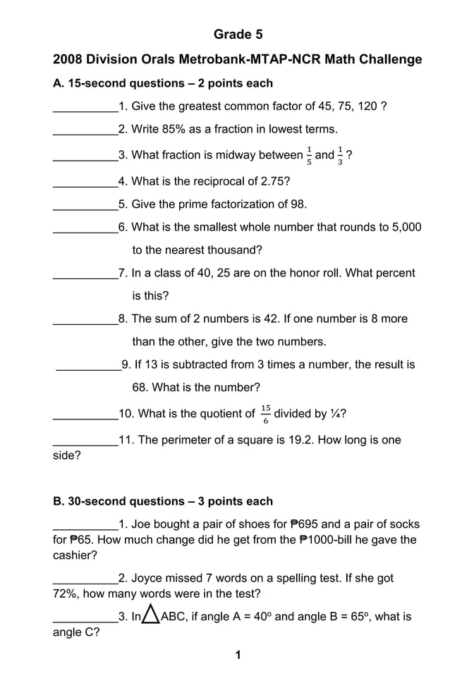 Grade 5 mtap reviewer | DOCX
