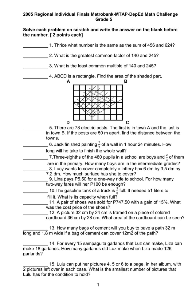 Grade 5 mtap reviewer | DOCX