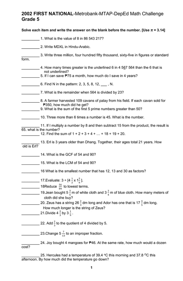 Grade 5 mtap reviewer | DOCX
