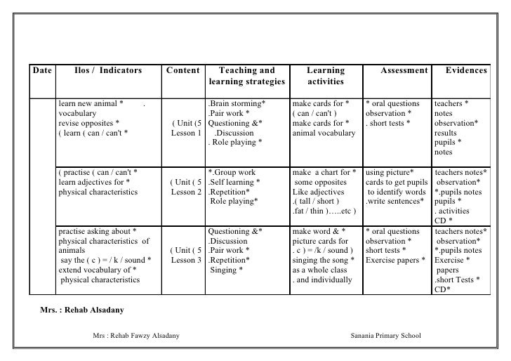 Grade 5 plan 1st term