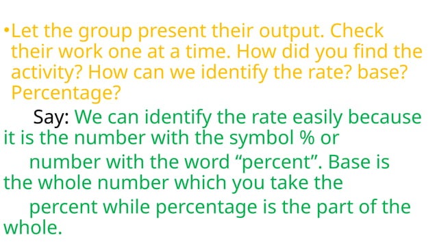 Grade 5 PPT_Q3_W1_Identify the Base, Percentage, and Rate in the ...