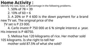 Grade 5 PPT_Q3_W1_Identify the Base, Percentage, and Rate in the ...