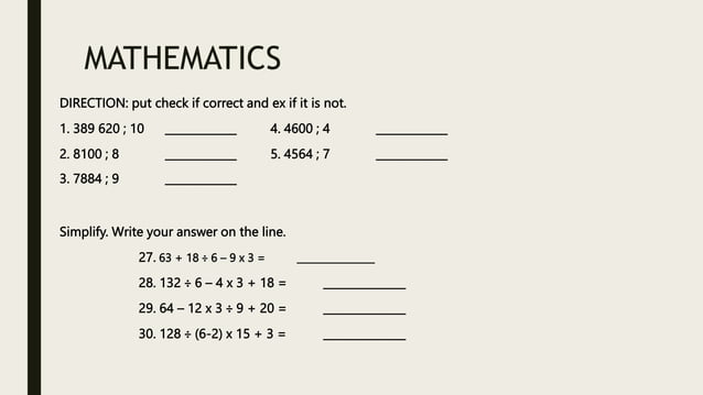 GRADE 5 REVIEWER.pptx | Educational Assessment | Education