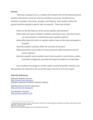 Severe Weather Grade Five Science Lesson Plan John Muir Study Guide | PDF