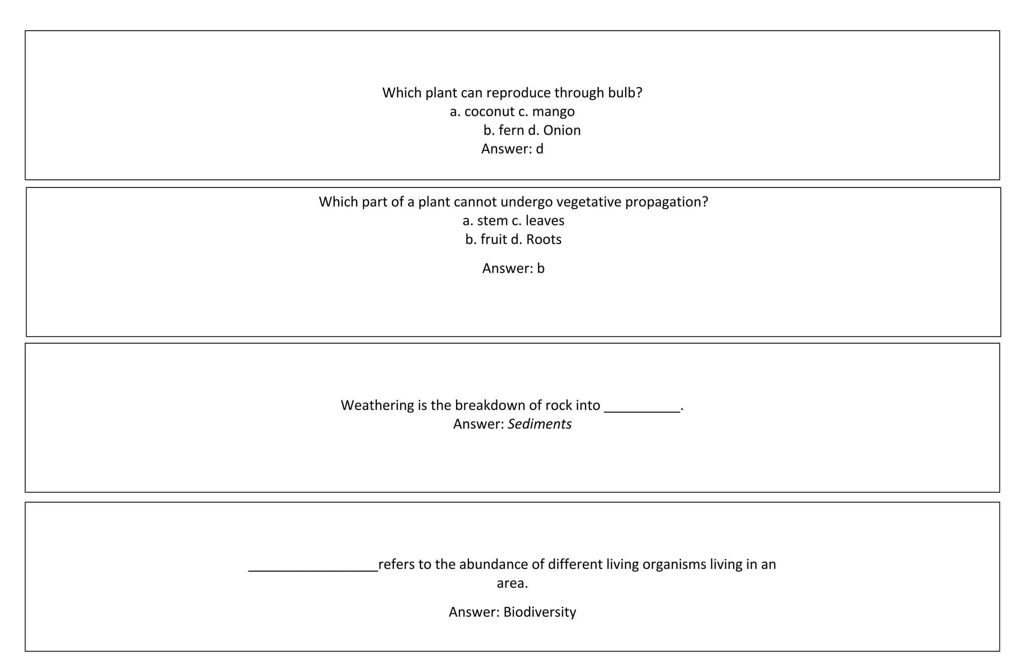 grade 6- science quiz sample for grade 6 pupils | DOCX