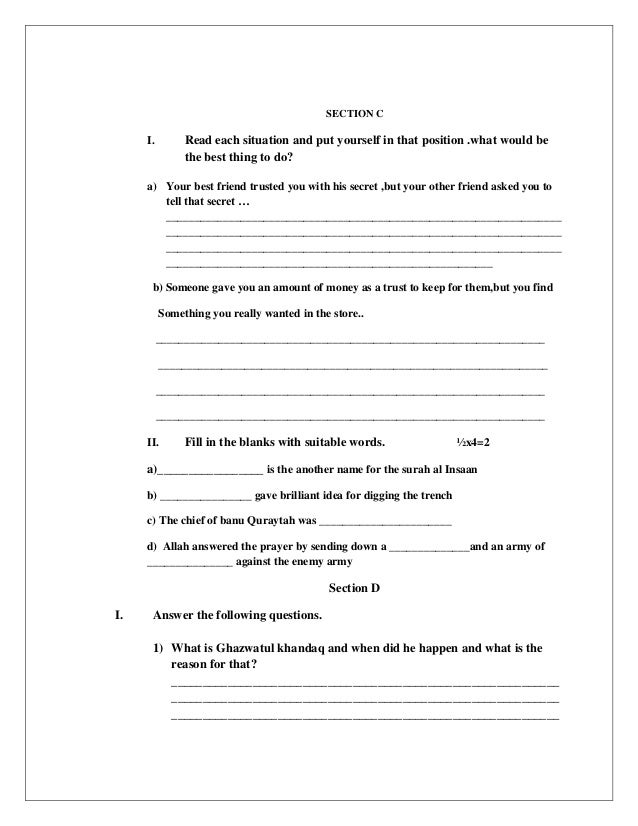 Grade 6 islamic studies fa4