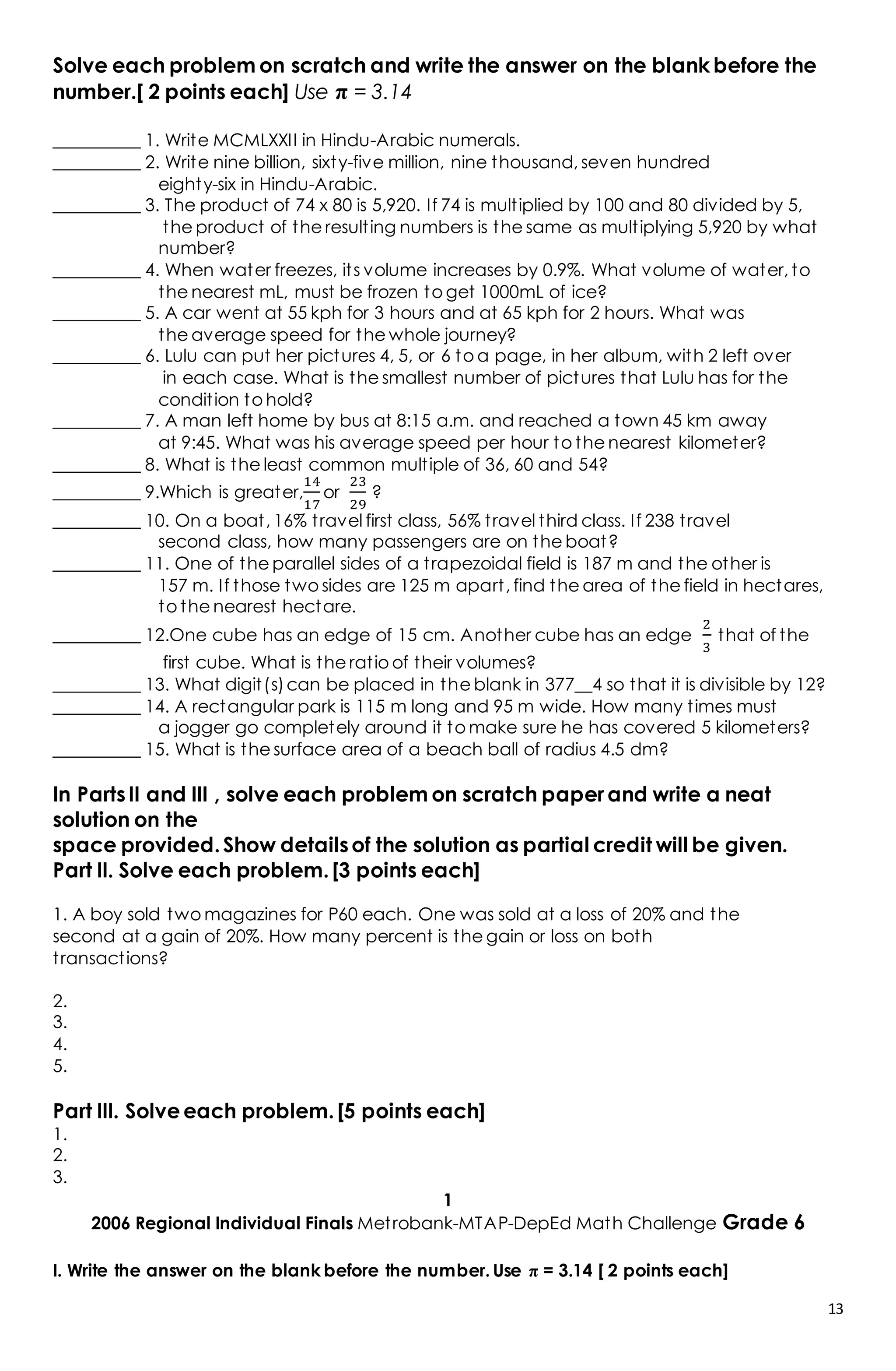 Grade 6 mtap reviewer | DOCX