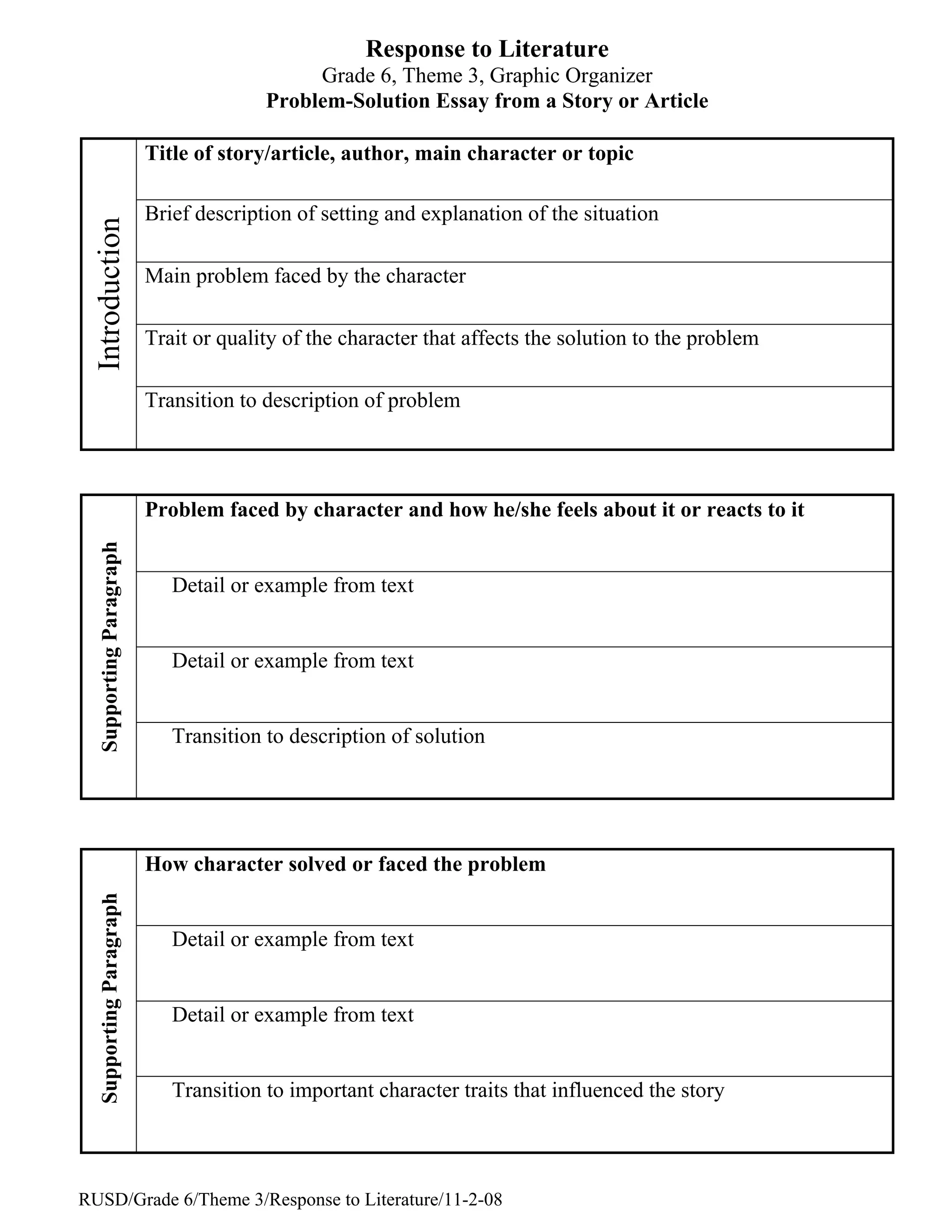 Problem Solution Essay Organizer | PDF | Books and Literature