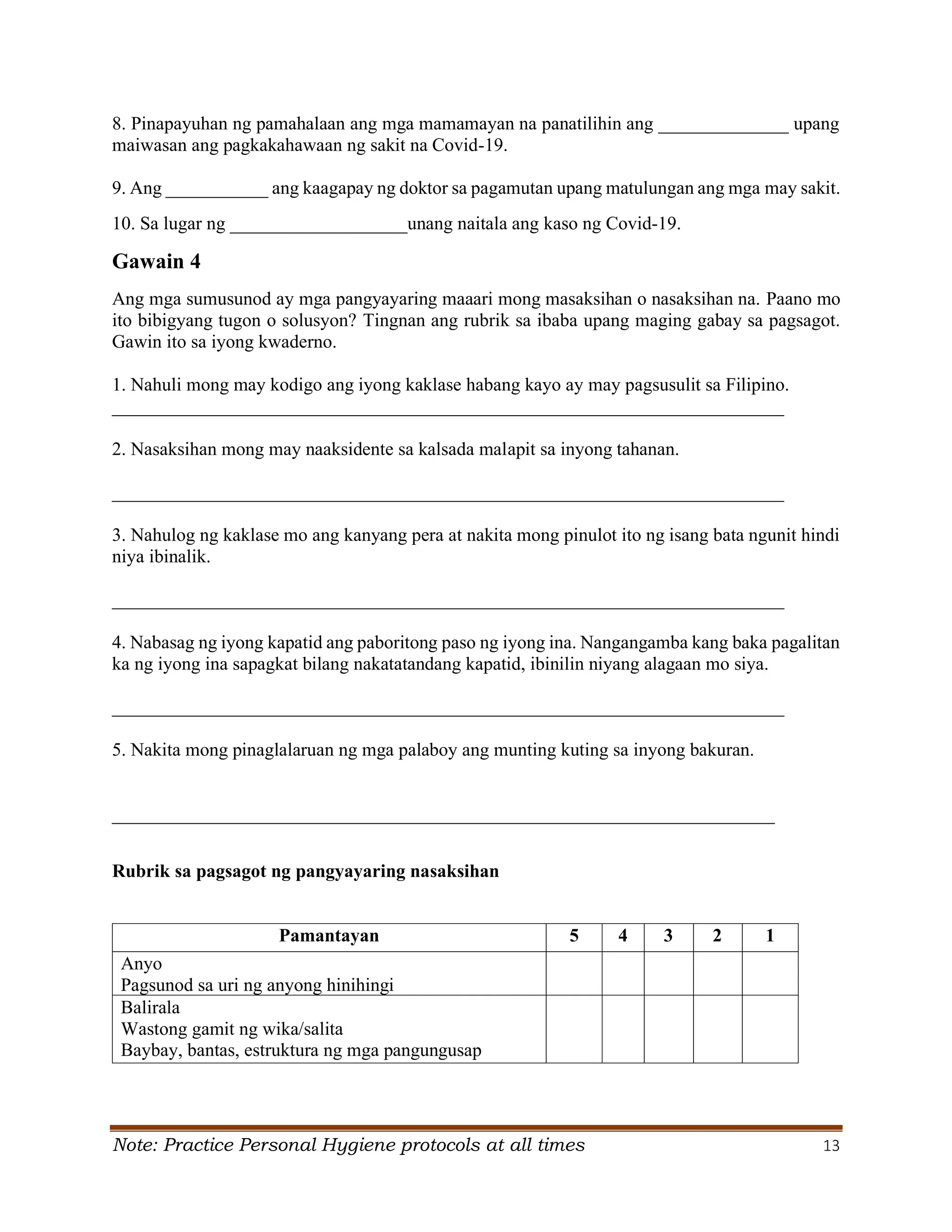 Grade 6 Q2 Filipino LAS.pdf S. Y. 2024- 2025 | PDF