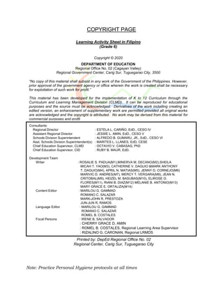 Grade 6 Q2 Filipino LAS.pdf S. Y. 2024- 2025 | PDF