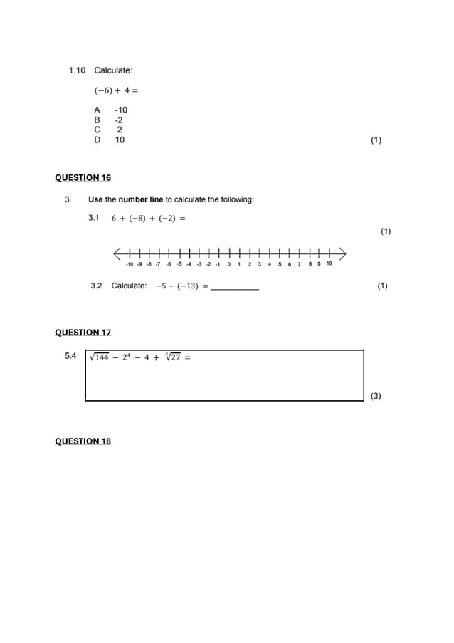 GRADE 7 EXPONENTS AND INTEGERS QUESTIONS.pdf | Physics | Science