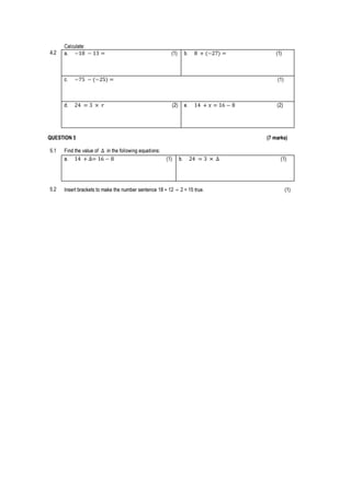 GRADE 7 EXPONENTS AND INTEGERS QUESTIONS.pdf | Physics | Science