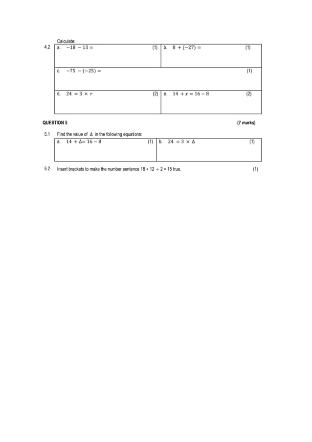 GRADE 7 EXPONENTS AND INTEGERS QUESTIONS.pdf | Physics | Science