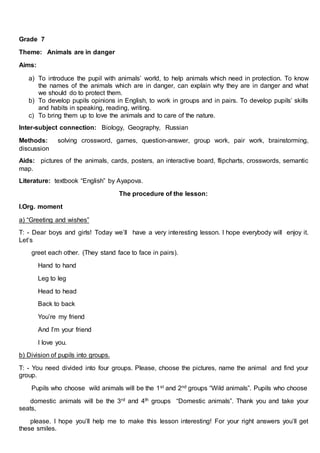 Grade 7 animals | DOCX