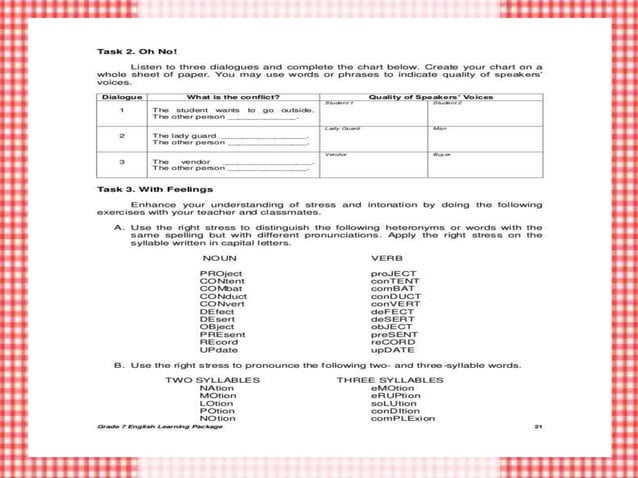 Grade 7 english learning package