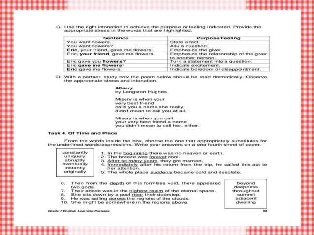 Grade 7 english learning package