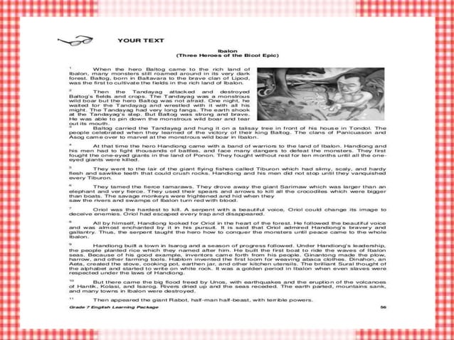 Grade 7 english learning package