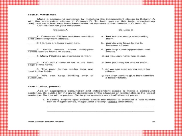 Grade 7 english learning package