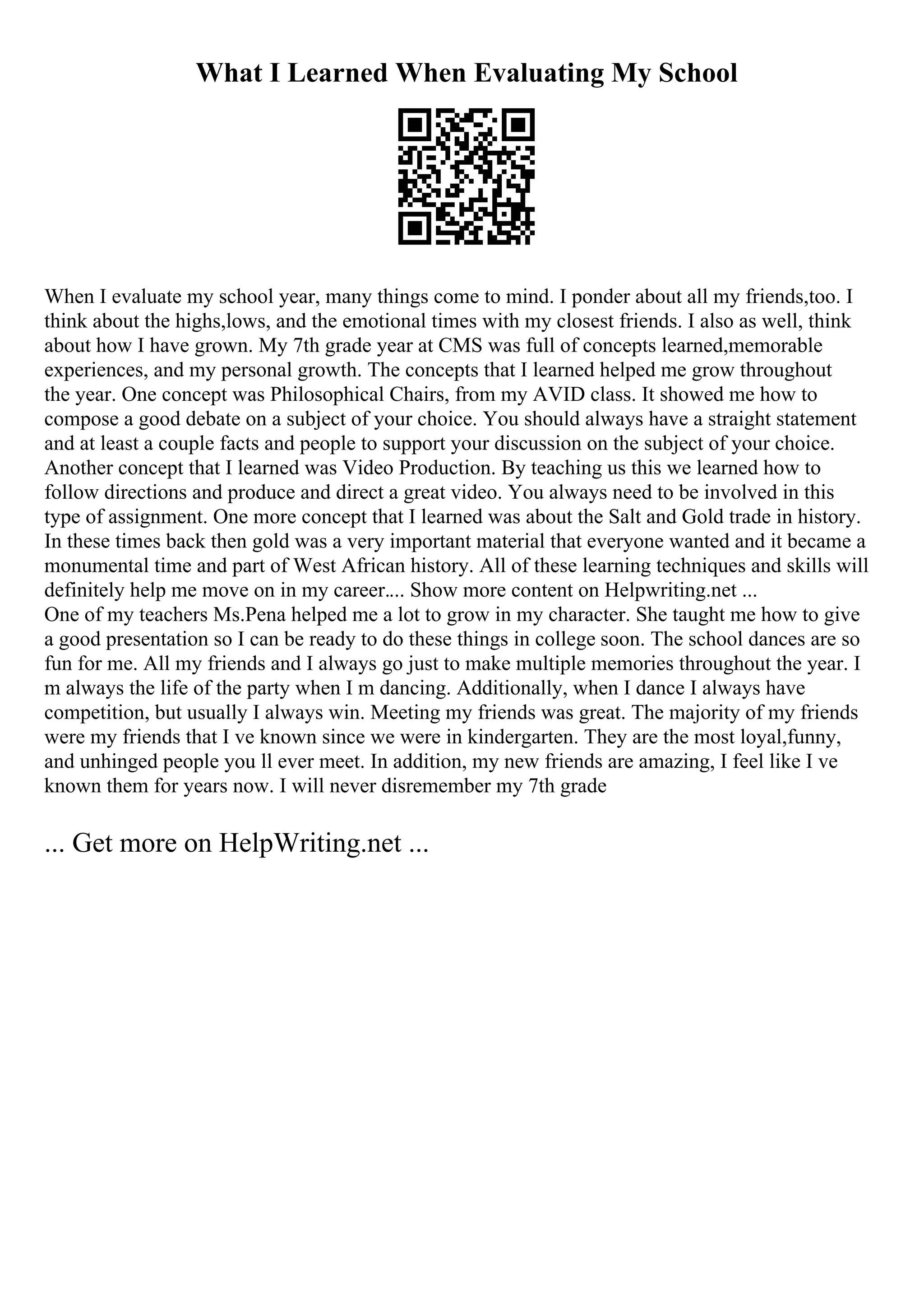 Grade 7 Essay Sample | PDF