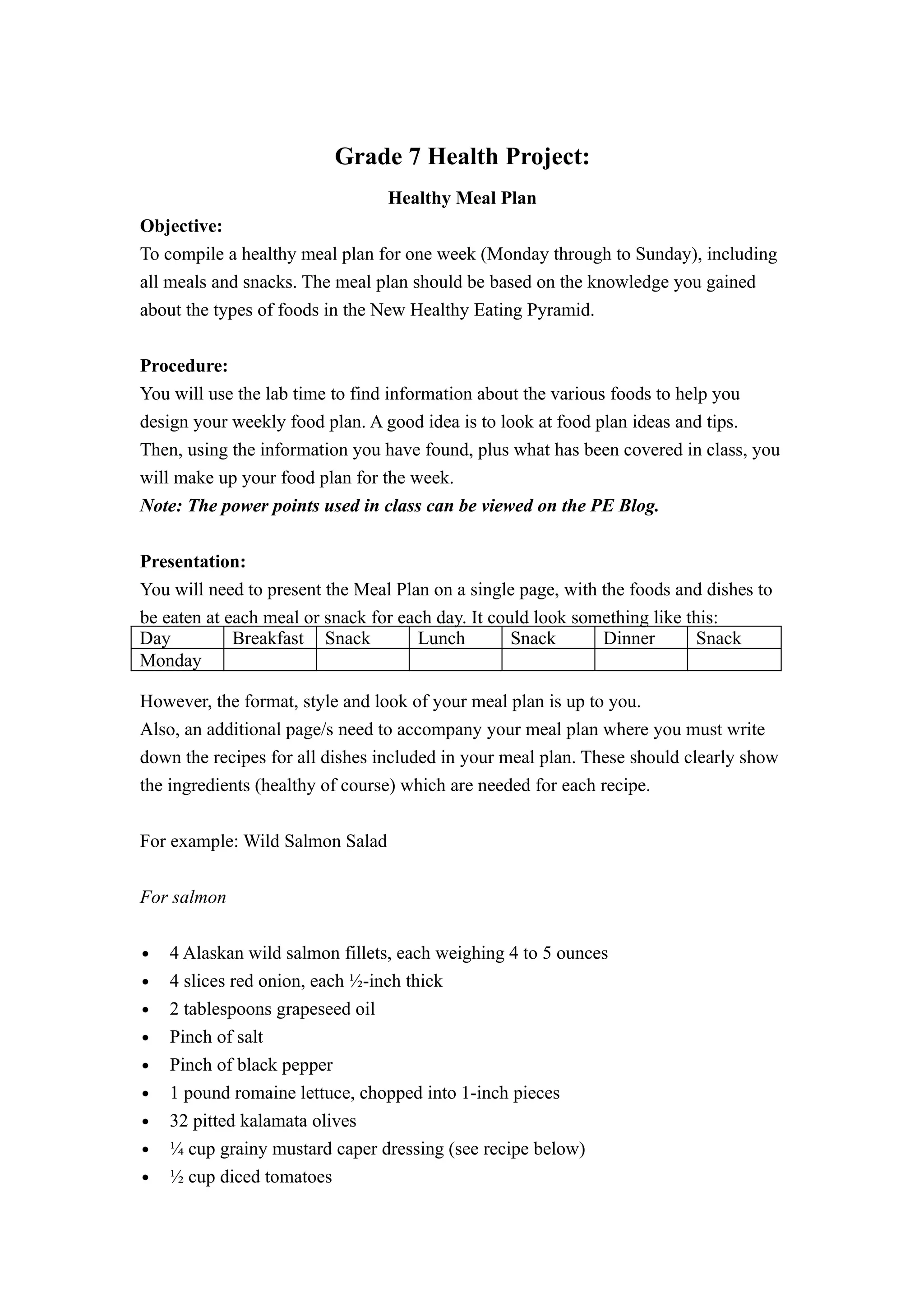 Grade 7 health project | DOC