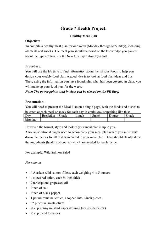 Grade 7 health project | DOC