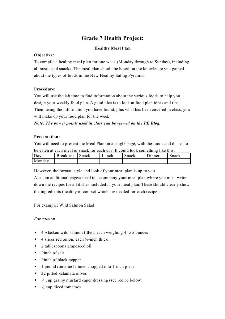 Grade 7 health project