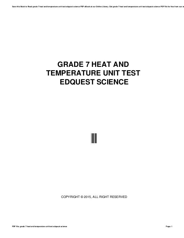 Grade 7 heat and temperature unit test edquest science
