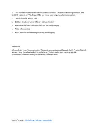 Grade 7 Data Communication Lesson | DOCX