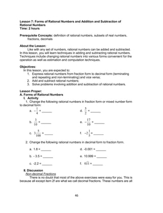 Grade 7 Learning Materials In Math | PDF