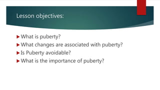Grade 7 Life Orientation PowerPoint presentation on Puberty. | PPTX
