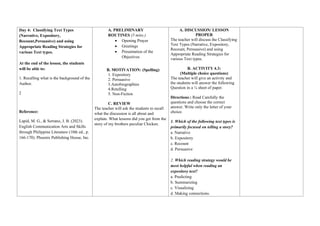 lesson plan grade 7 about literary appreciation skills | PDF | Education