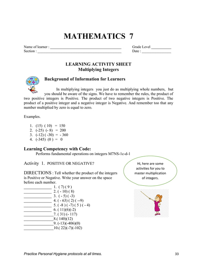 Grade 7 Mathematics Final.pdf learning a | PDF