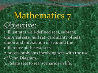 Grade 7 Mathematics Week 1.presentations | PPTX | Physics | Science