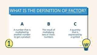 Grade 7 Math Identifying factors Editable.pptx