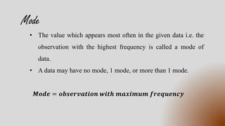 Mean, Median, Mode | PDF