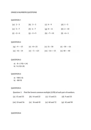 Comprehensive Grade 8 Mathematics: Numbers and Divisibility Problems | PDF