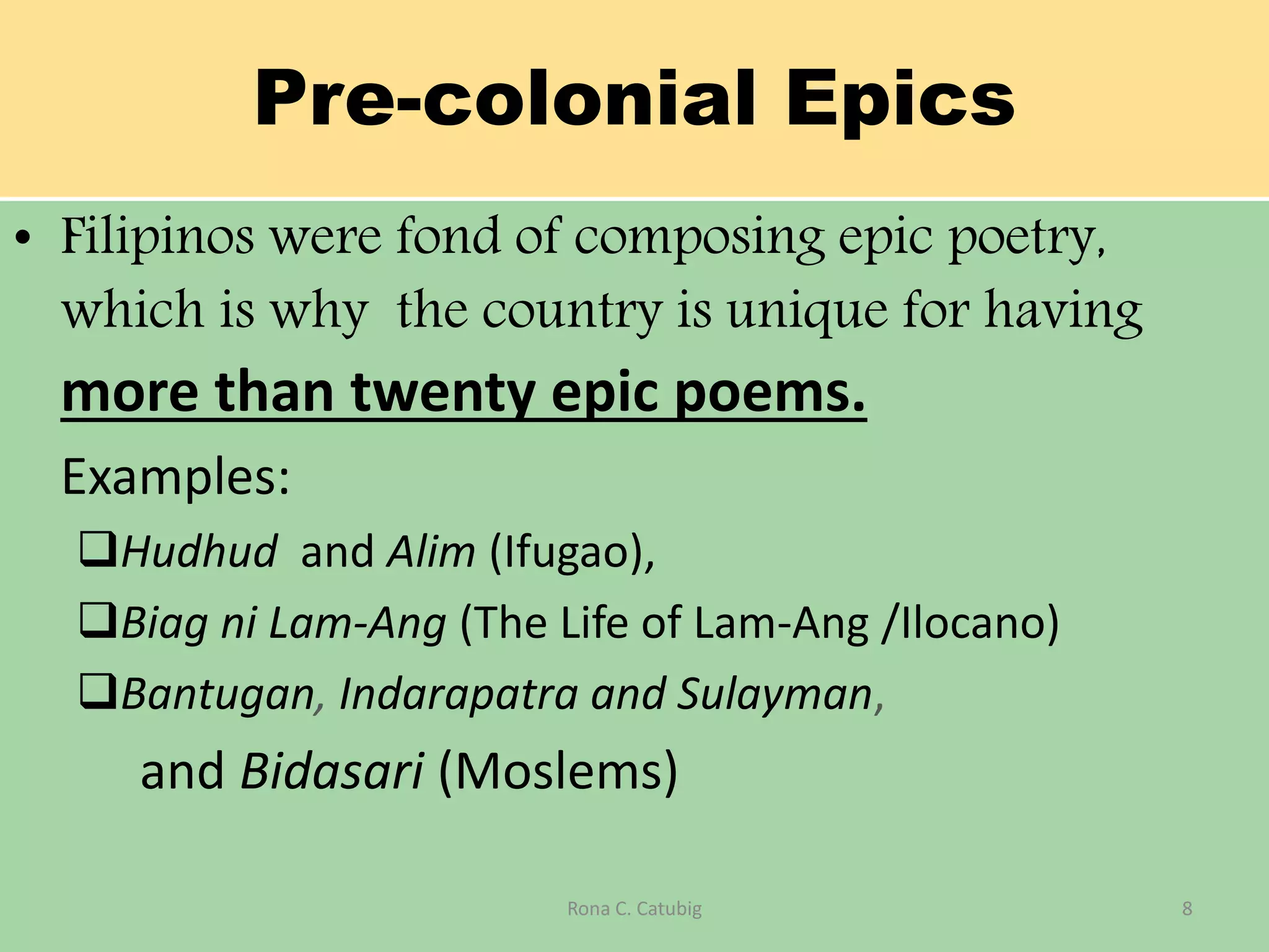 Grade 7 philippine pre colonial literature | PPTX