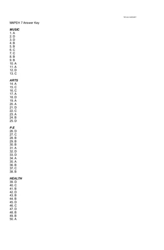 Grade 7 q1 test, tos and answer key | DOCX