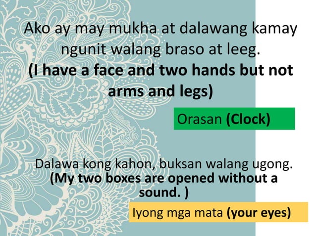 Grade 7 riddles and sayings | PPTX