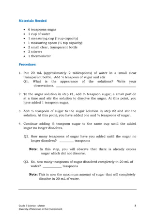 Grade7 Science Learner's Material Quarters1-2 | PDF